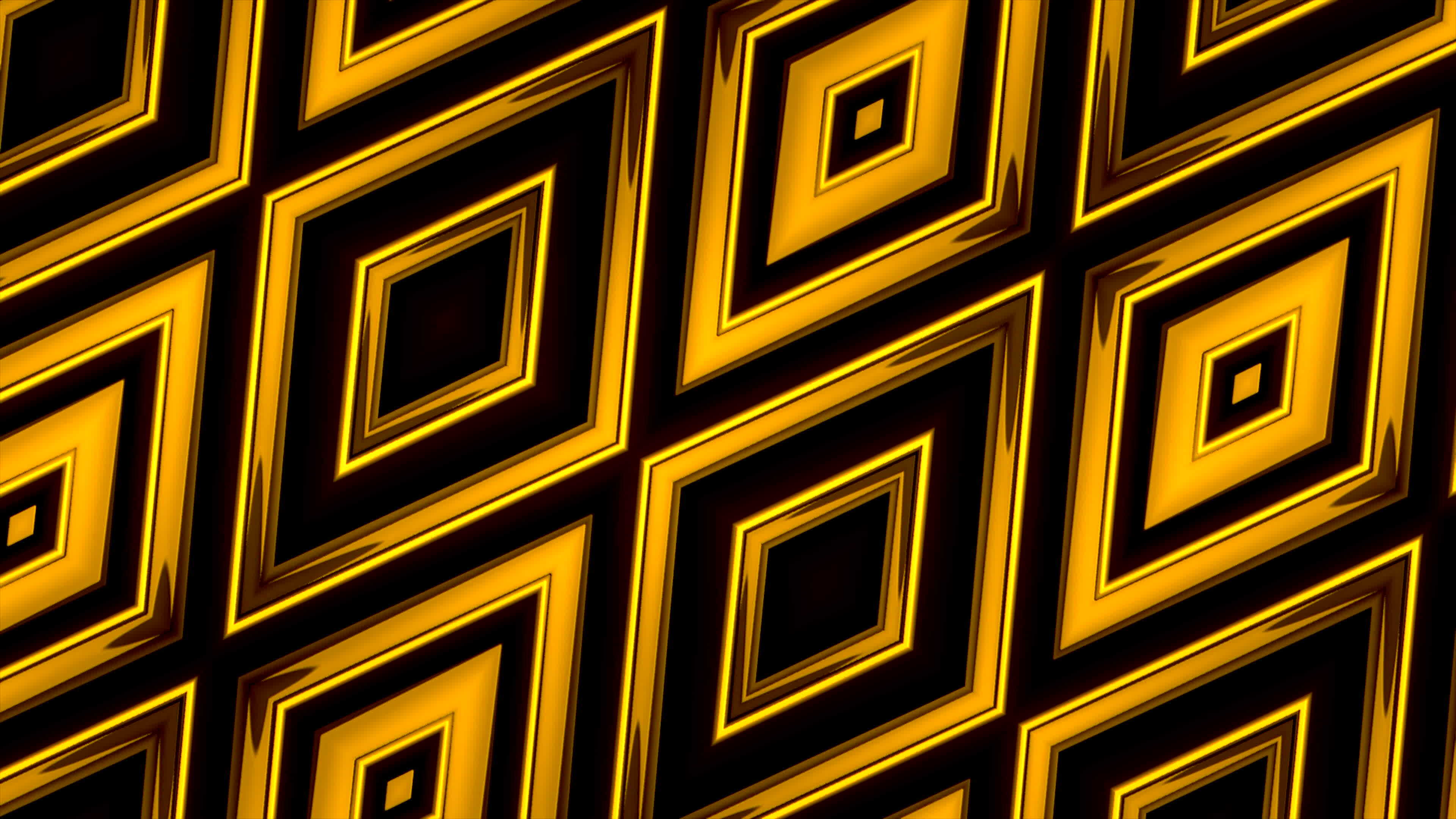 Kaleidoscopic Shapes Of Golden Color Seamless Loop Motion Rhombus