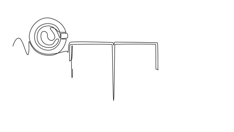 Animated Self Drawing Of Continuous Line Draw Top View Of Hand Writing Gesture On Book Beside