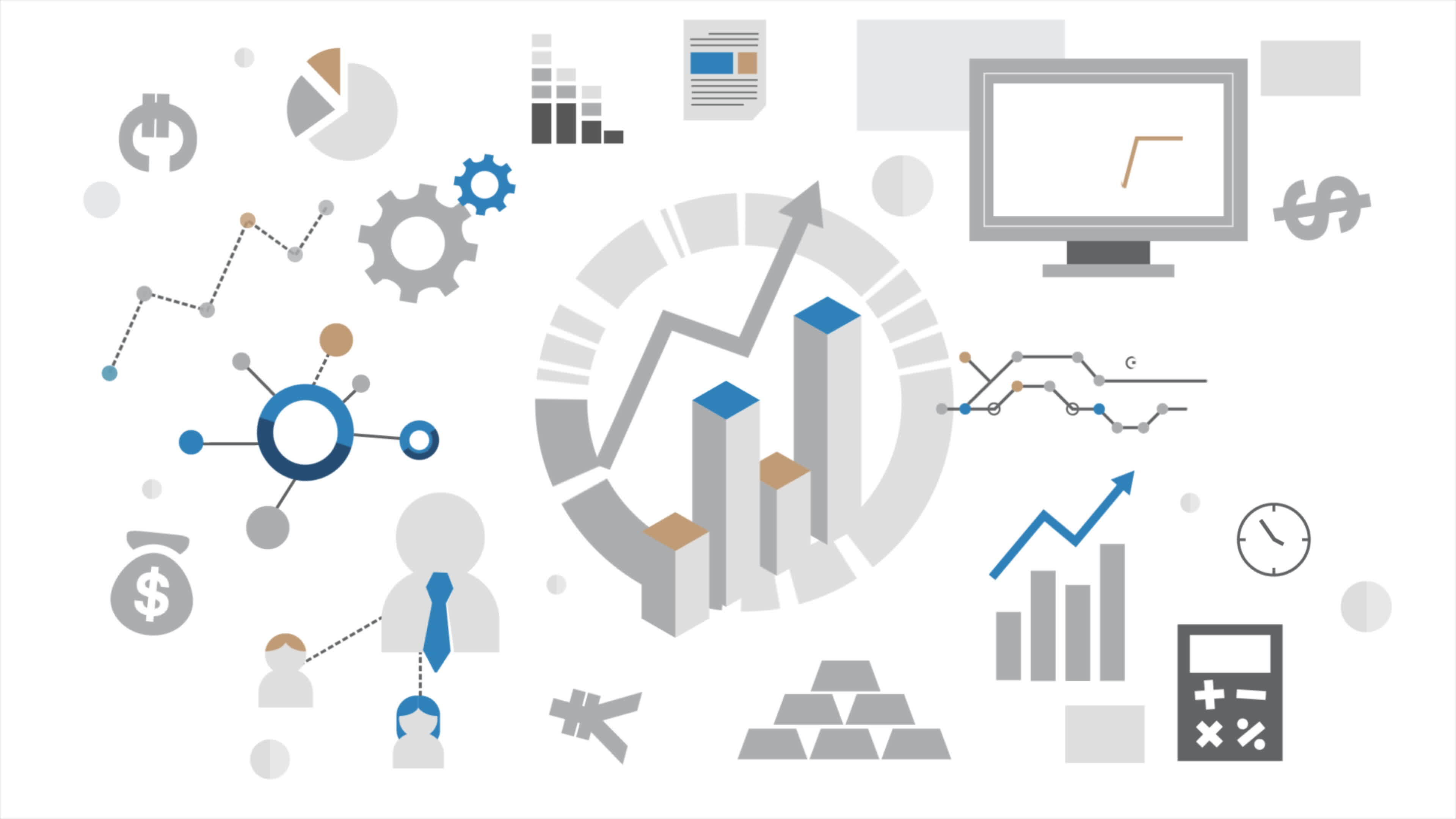 Business Statistics Elements with Increasing Graph 2D Cartoon Animation ...