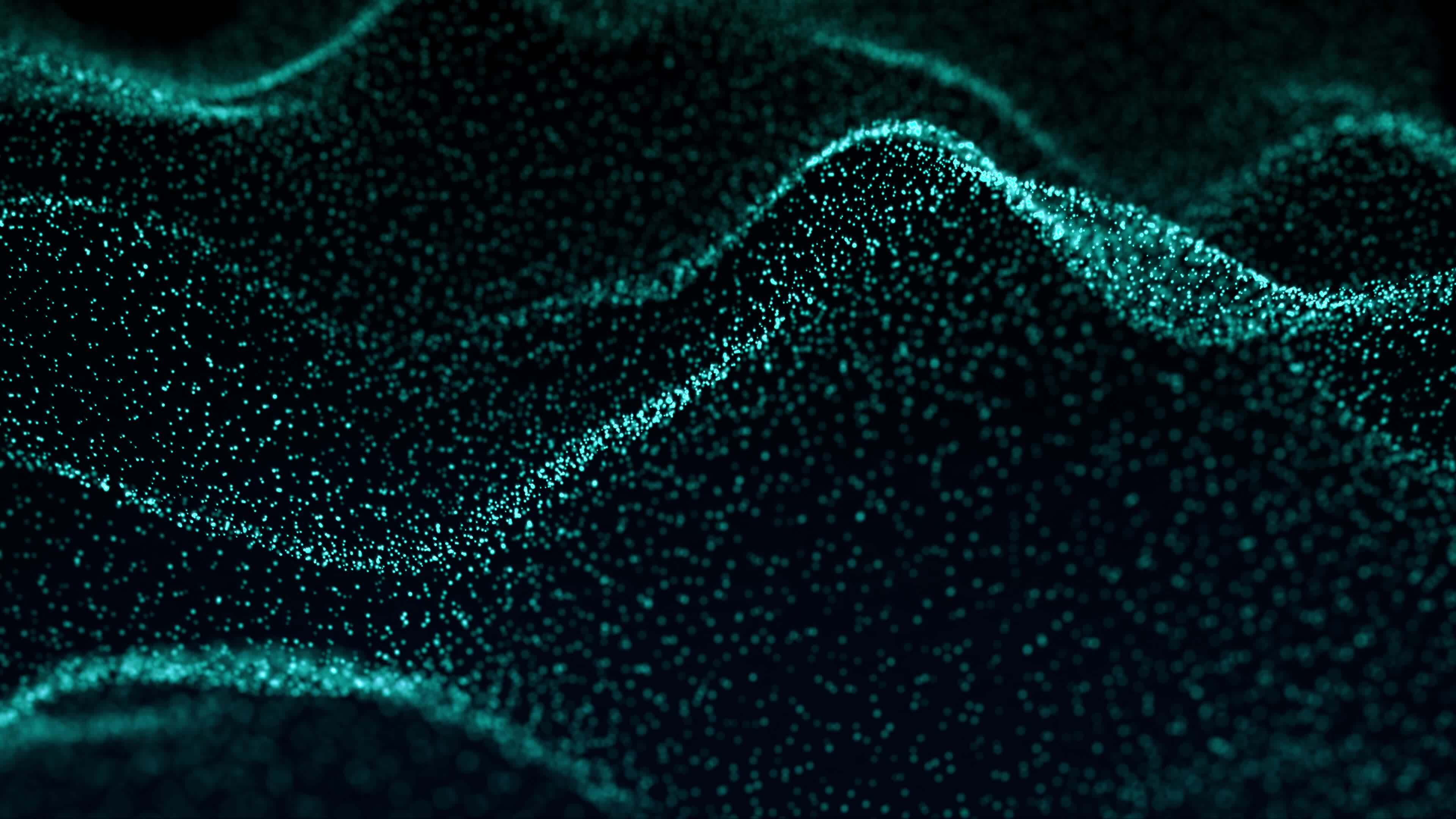 Dark Abstract Animation Of Elegant Sparse Waves Made Of Glowing Blue