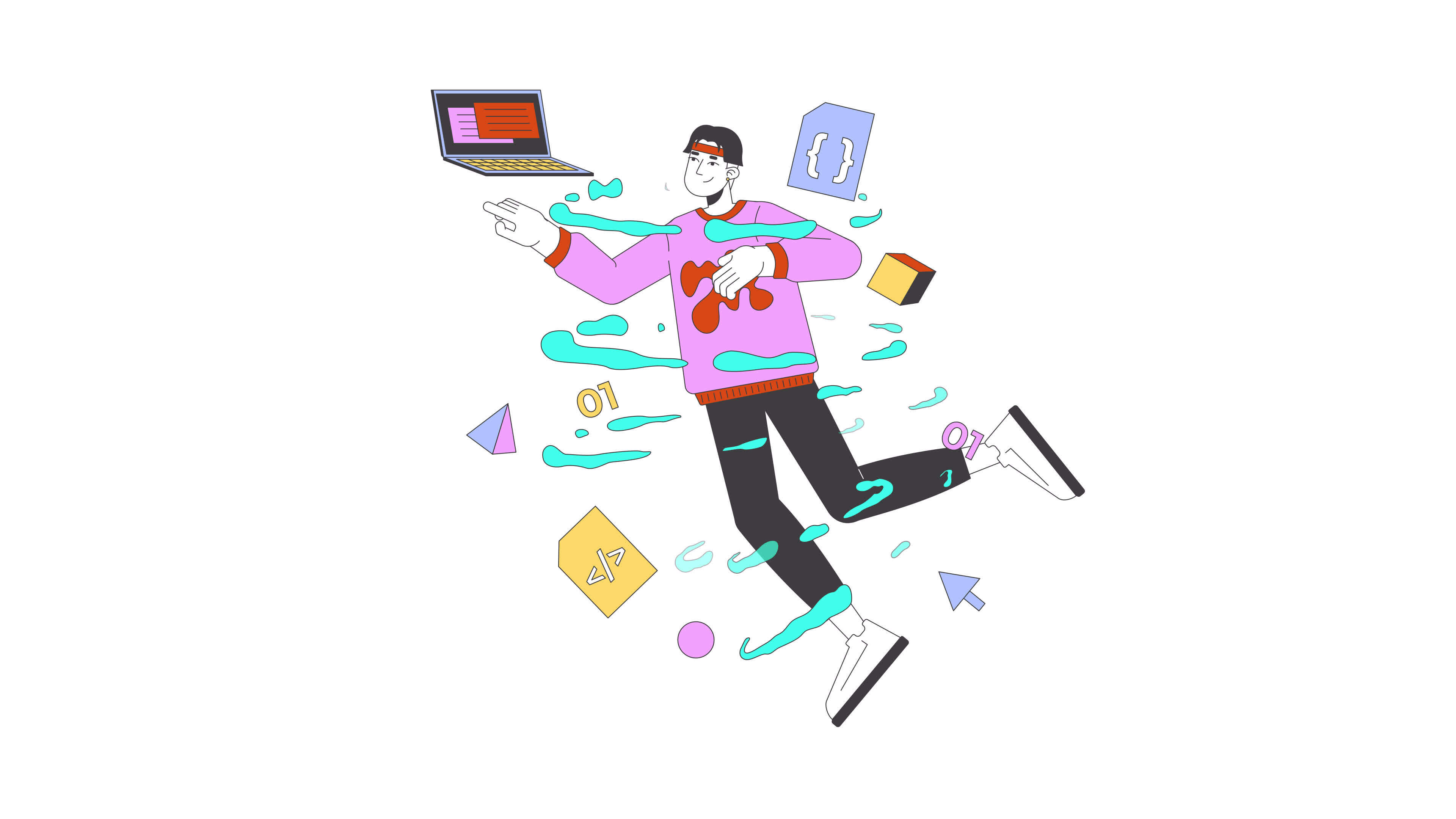 Asian Man Web Developer Inspired At Work 2d Animation Programming Job 4k Motion Graphic