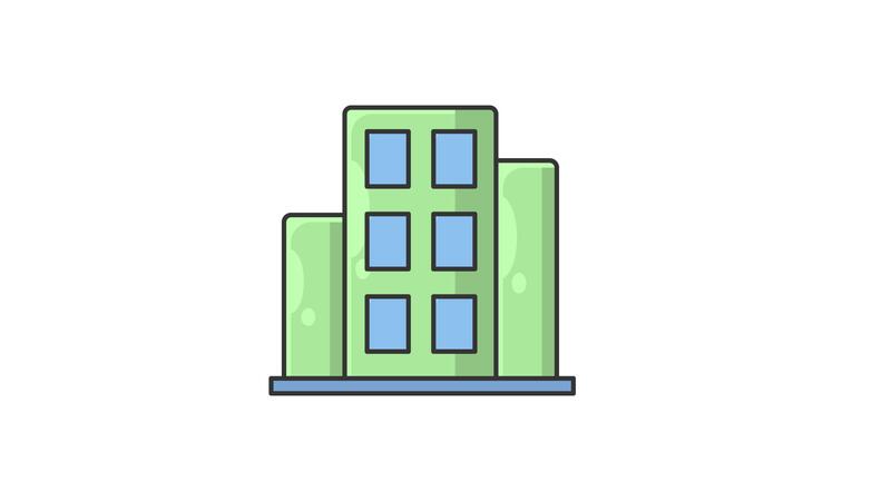office building icon animation loop motion graphic alpha channel ...