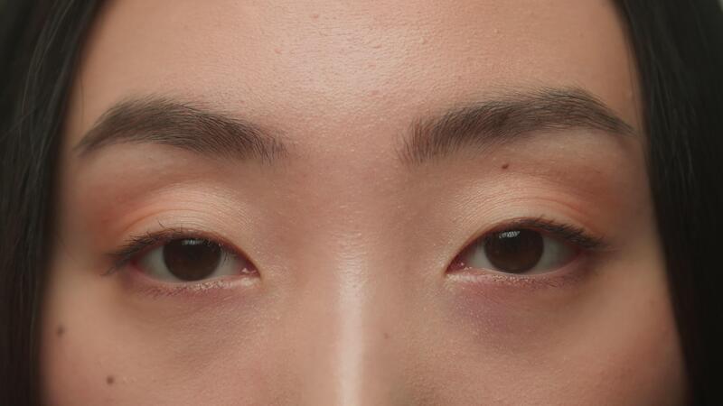 Macro extreme close up Asian woman female dark eyes face details korean japanese chinese girl ...