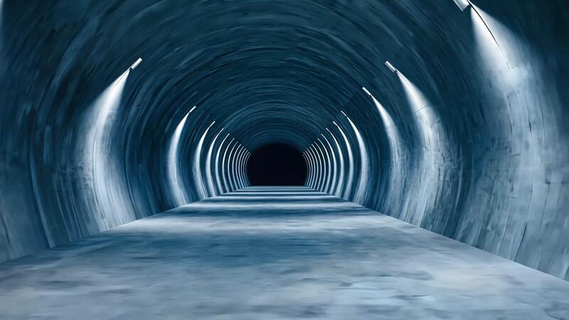 Futuristic Illuminated Concrete Tunnel With A Deep Perspective Ideal For Concepts Of Technology