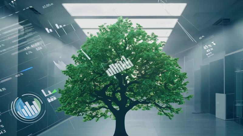 Tree holographic model in modern lab laboratory eco research leaf ...