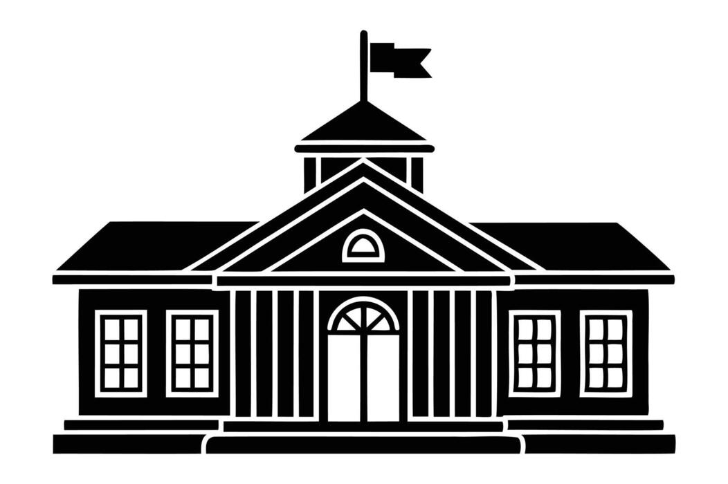 School Building Silhouette Symbol Vector Art Icons And Graphics For Free Download