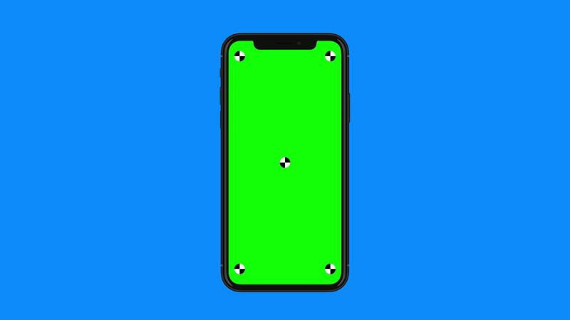 Smartphone with green screen slide on white background for chroma key use. 4k loop animation ...