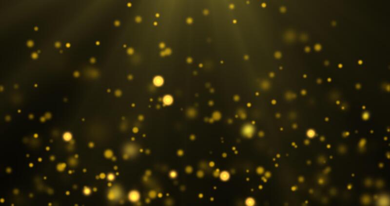 Golden luxury bokeh on particles floating in the air. Dust and glitter particles background ...