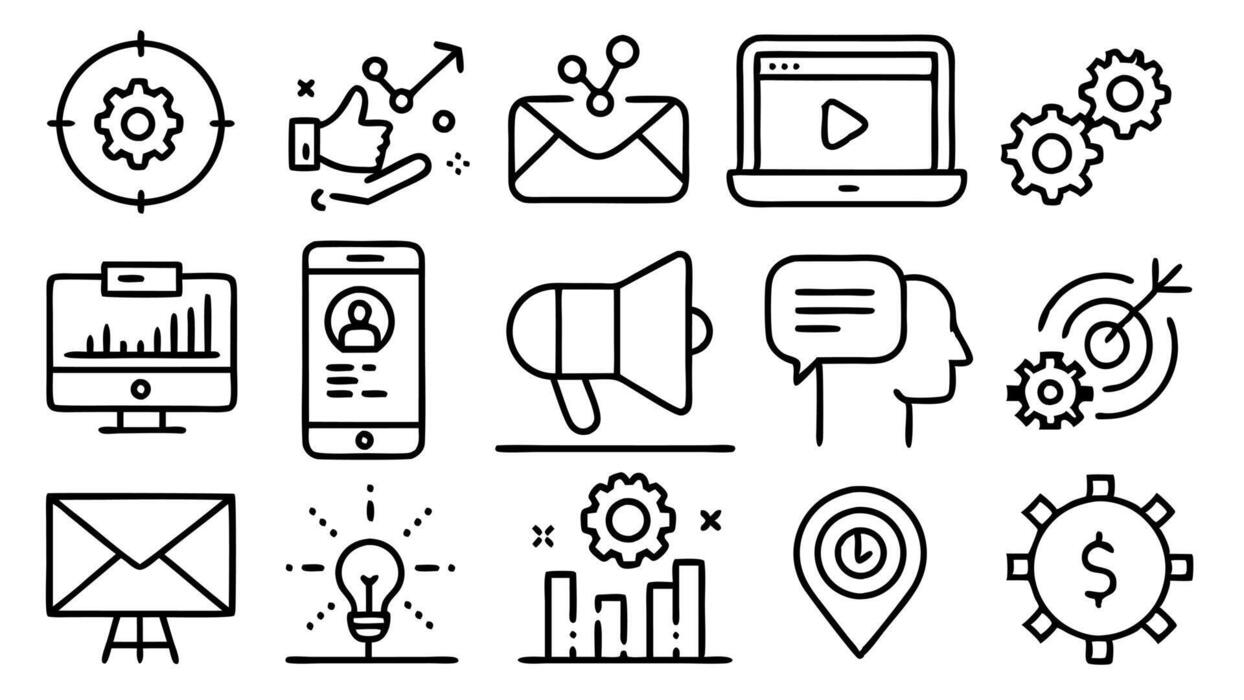 Digital Marketing Line Art Vector Art, Icons, and Graphics for Free ...