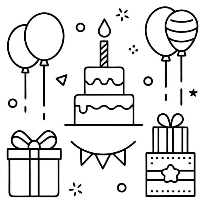 Happy Birthday Outline Vector Art, Icons, and Graphics for Free Download