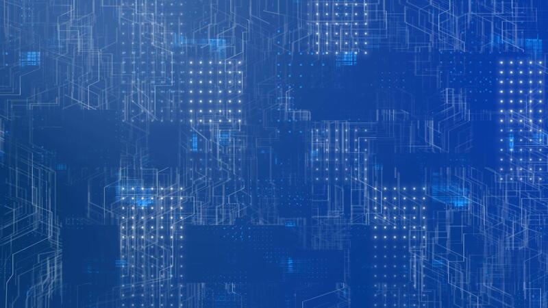 Abstract Technology Dark Background With Random Dots And Grid Data Hi Tech Futuristic