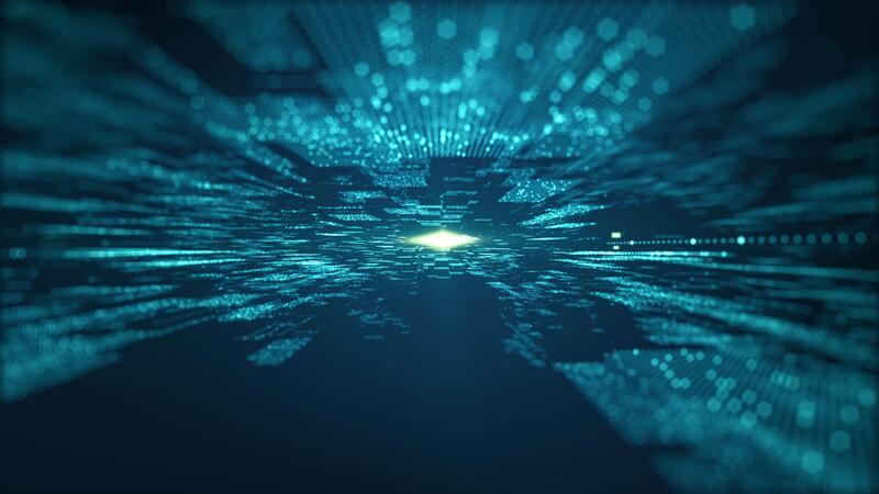 Abstract technology big data background concept. Motion of digital data flow. Transferring of ...