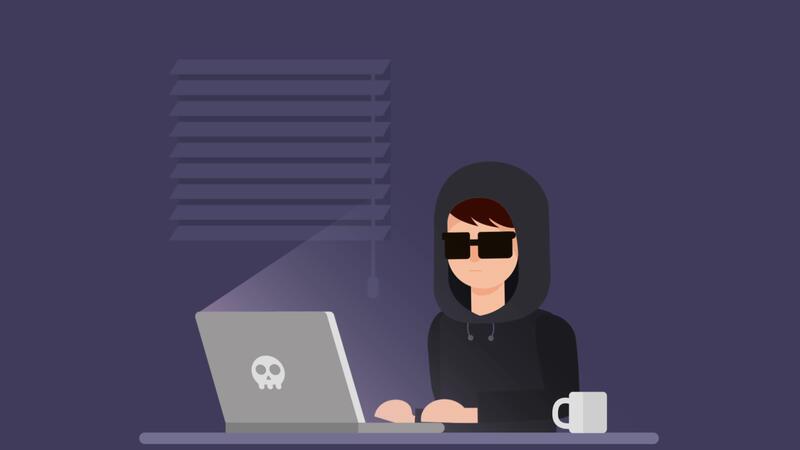 Hacker With Laptop Computer Stealing Passwords And Breaking In ...