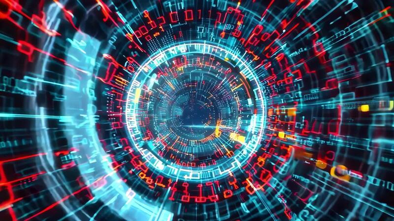 Abstract Digital Data Visualization With Vibrant Colors And Patterns
