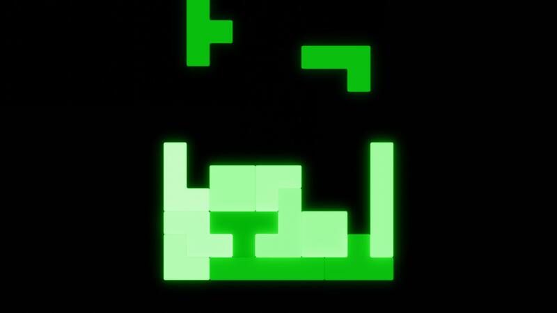 Black Background Designgreen Tetris In Animation Falling On A Dark Empty Background 51093199