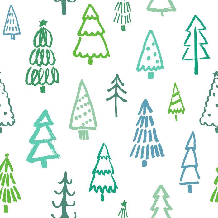 Hand Drawn Christmas Trees Pattern Vector Art, Icons, and Graphics for ...