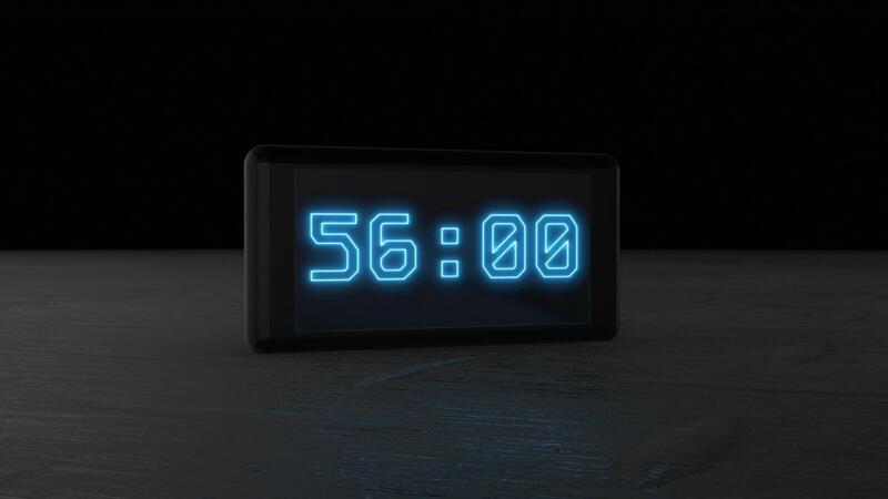 59 Seconds Digital Countdown Timer Neon Countdown Clock 3d 4k