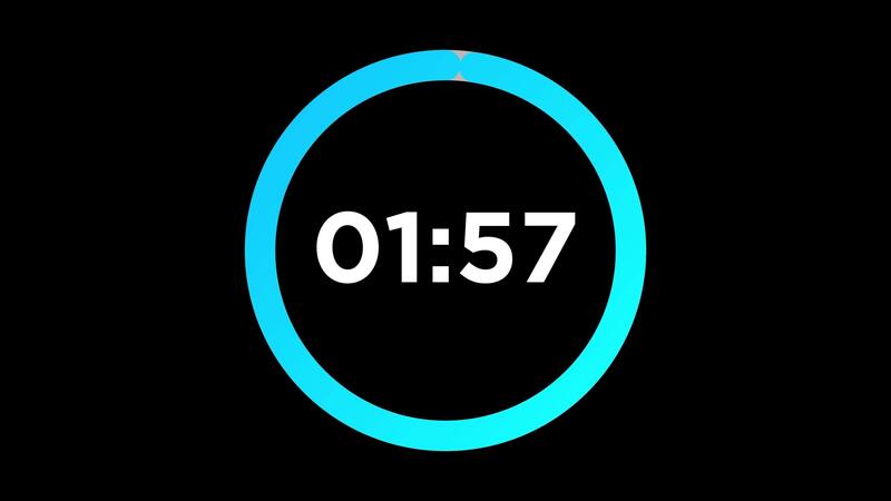 Rounded Circle Countdown Timer 2 Minutes Animation On Black Background