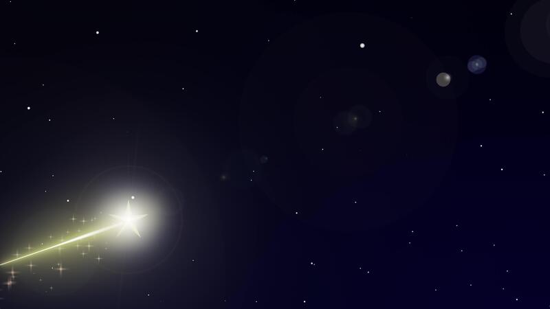 Christmas Scene with twinkling stars and brighter star of Bethlehem. Nativity animated story ...