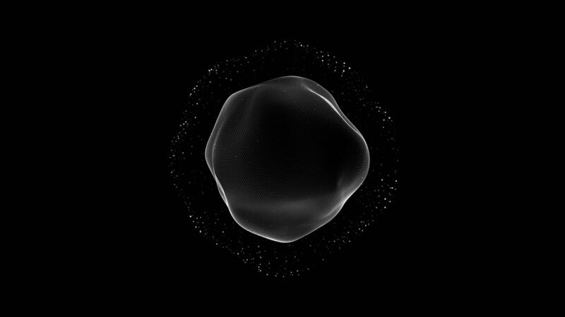 Abstract looped liquid sphere on isolated black background. Geometric ...