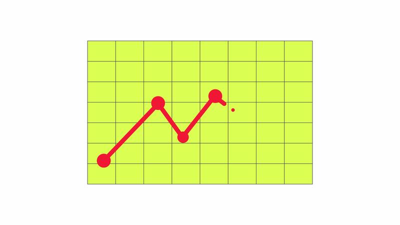 Rising Up Data Points Line Chart Against Grid Pattern 2d Object