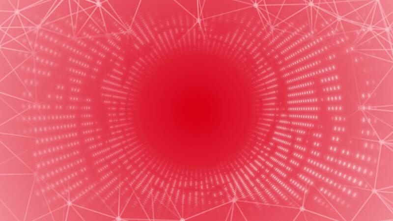 Red color circular dots 3D tunnel with modern plexus design 3D tunnel geometrical background ...