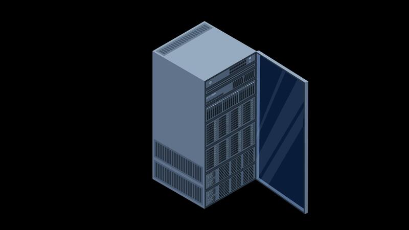 Isometric server animation. Server racks. Server boxes isolated ...