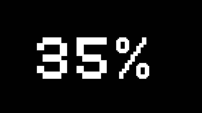 Pixel number counter with percentage animation, counting numbers from 0 ...