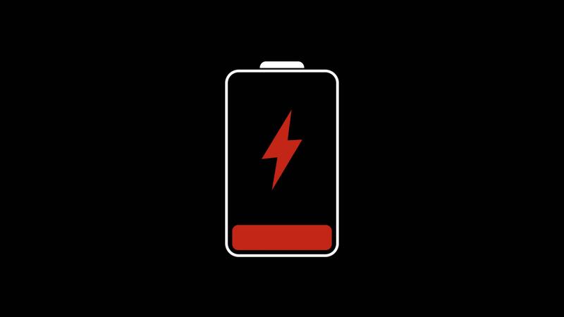 Low battery indicator animation. Low battery. Flashing low battery indicator on transparent ...
