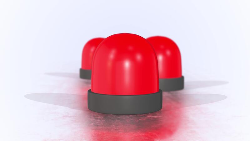 3D Siren Alarms on a Reflective Floor. Emergency Sound. Siren 3D ...