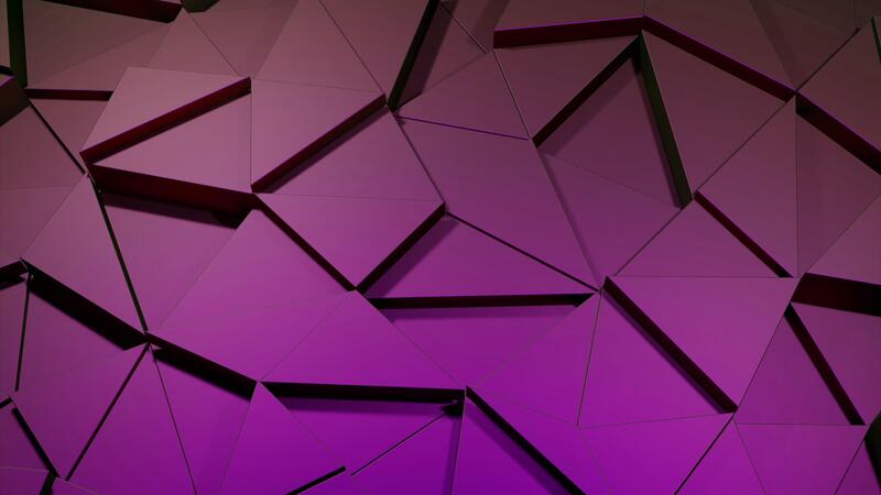 Purple triangular constructor. Design. Triangles made in computer graphics that separate and ...