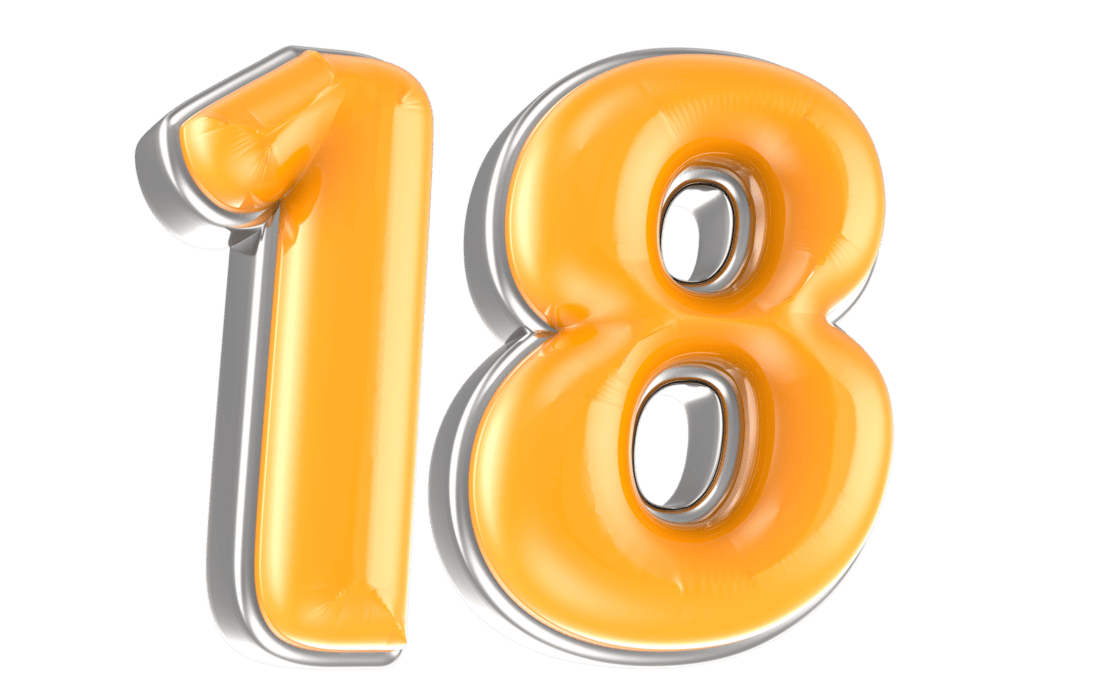 Number 18 PNGs for Free Download