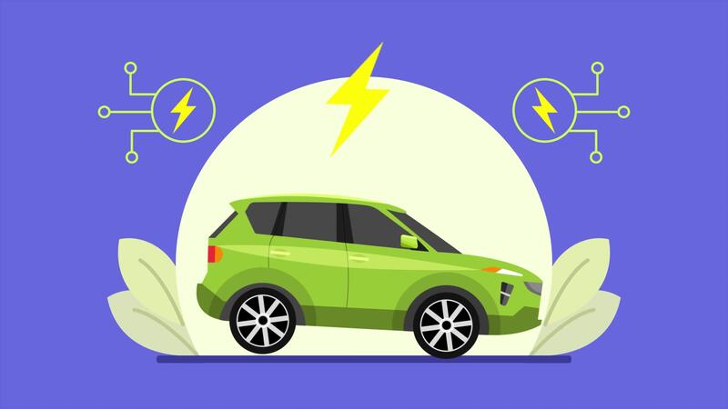 Animated Electric vehicle concept. Full length animation illustration. High quality 4k footage ...