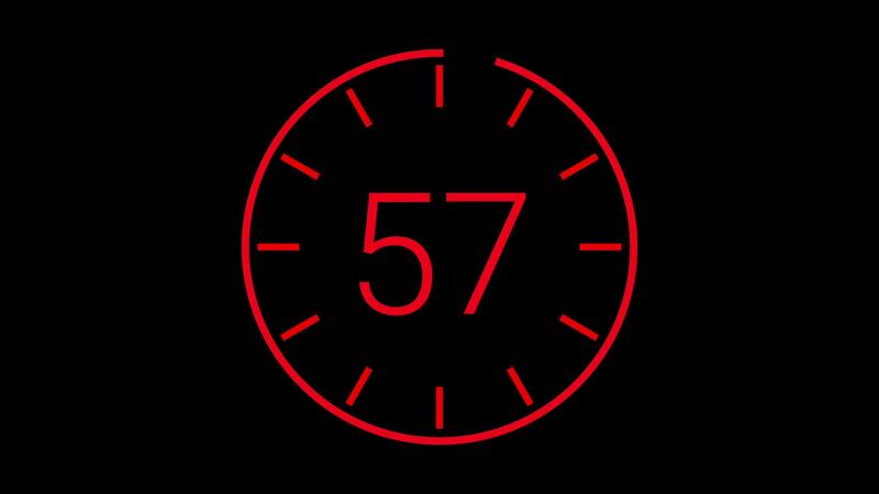 60 Seconds Countdown Timer Clock Animation With Red Numbers On Black