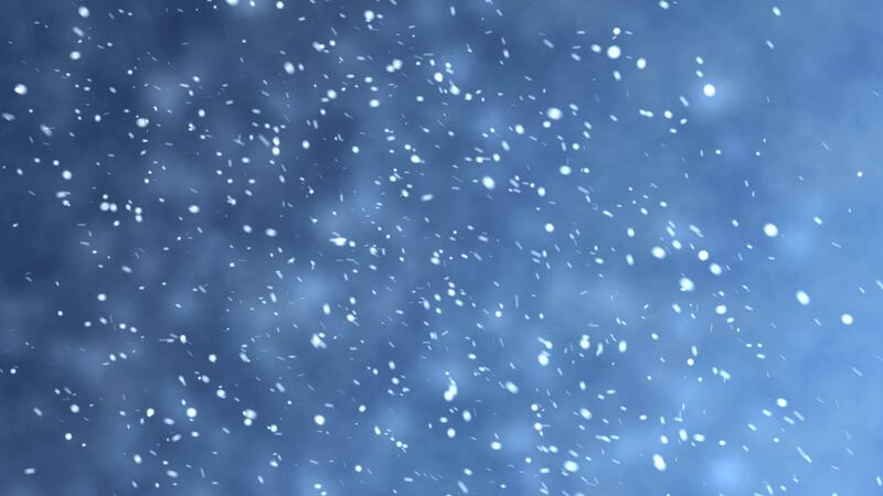 Flying snow on a blue background. 4K motion graphics. snowfall overlay, background - winter ...