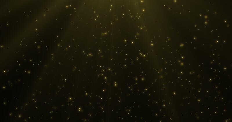 Golden luxury bokeh on particles floating in the air. Dust and glitter particles background ...