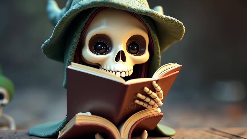 Skeleton Reading a Book 52003502 Stock Video at Vecteezy