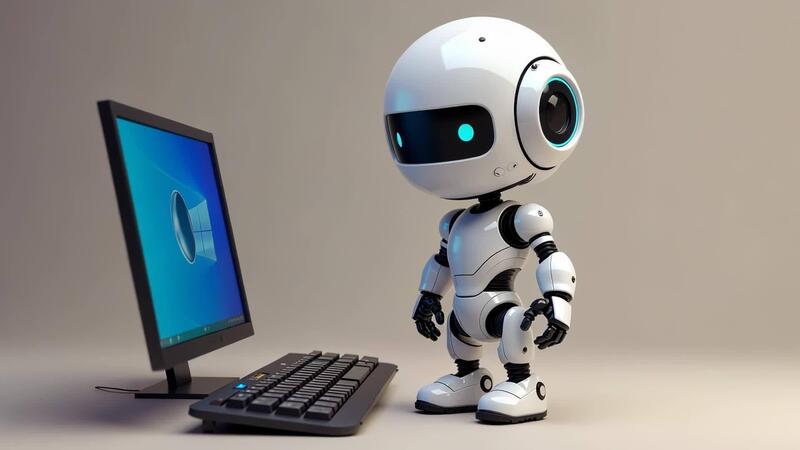 Robot Using Computer 52003657 Stock Video at Vecteezy