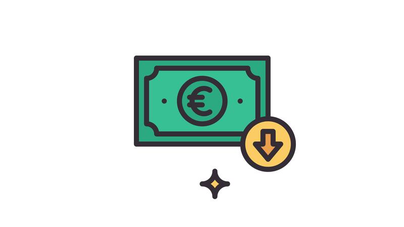 Money euro decrease animated icon. Alpha channel 4K resolution 52141693 ...