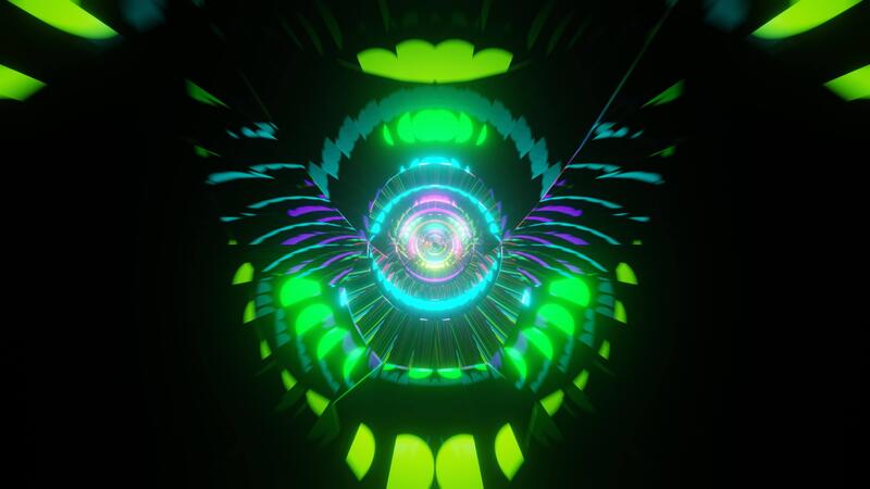 Abstract multicolor psychedelic hypnotic technology VJ loop background. 3D seamless loop motion ...