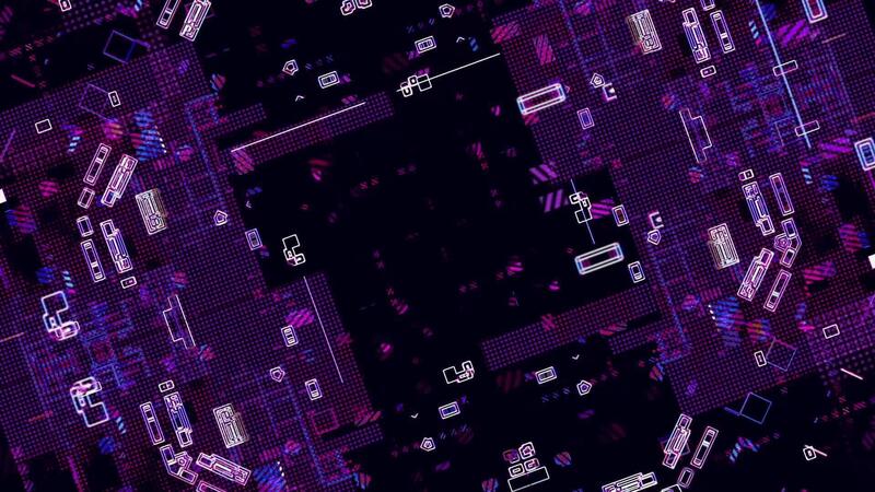 Purple Hud animation, futuristic digital processor background, suitable for motion graphics ...