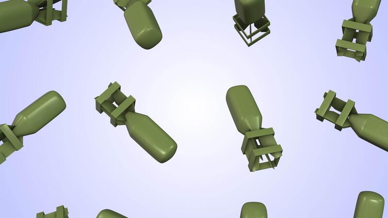 Nuclear Weapons Falling on a Light Background. Nuke Bomb 3D Animation. 4K 52291685 Stock Video ...