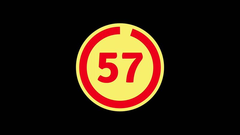 60 Seconds Countdown Timer On Black Background With Yellow And Red