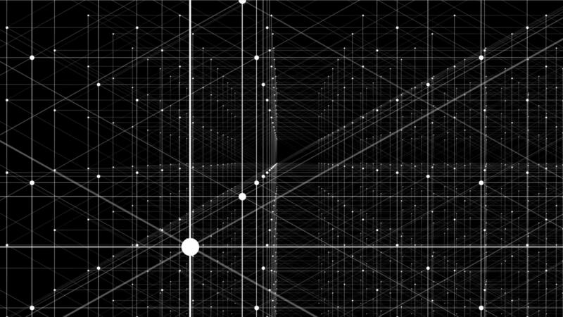 White and Black color 3d slowly moving hi-tech particles in3d cyberspace with mesh pattern ...