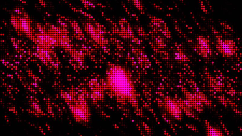 Light abstract pixelated background with small flashing red particles, seamless loop. Motion ...