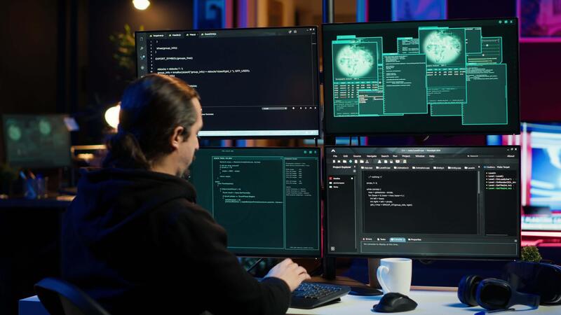 Happy Hacker In Secret Hideout Celebrating After Managing To Hide Online Activity After Stealing