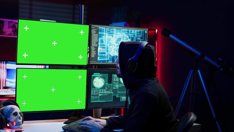 Cybercriminal Using Ai Deep Learning To Produce Virus Corrupting Data On Mockup Pc Rogue