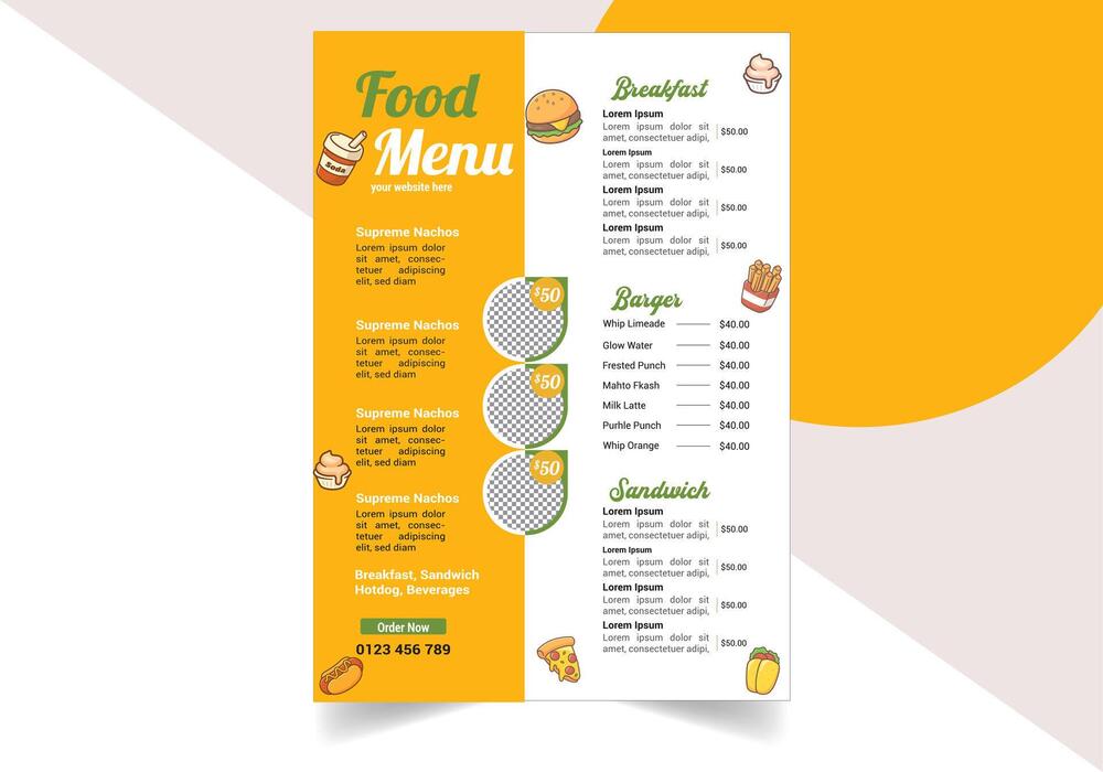 Food Menu List Vector Art, Icons, and Graphics for Free Download