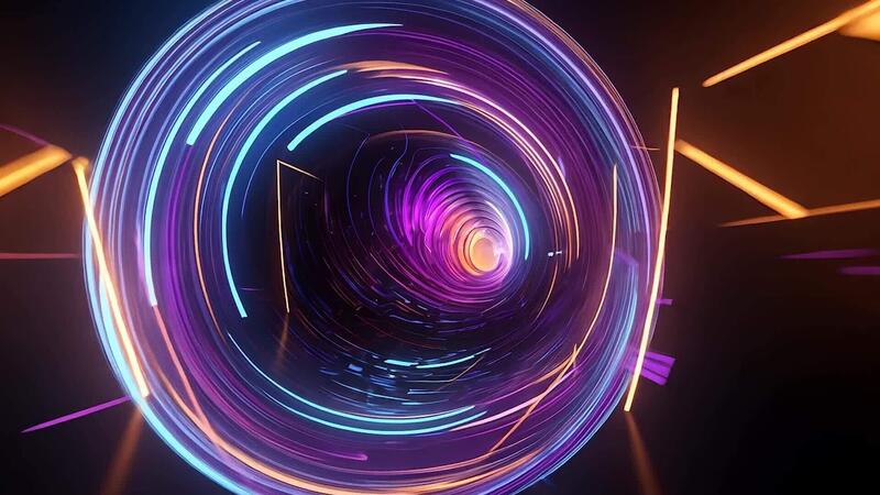 Animation A hypnotic digital tunnel with pulsing neon lights creates a ...