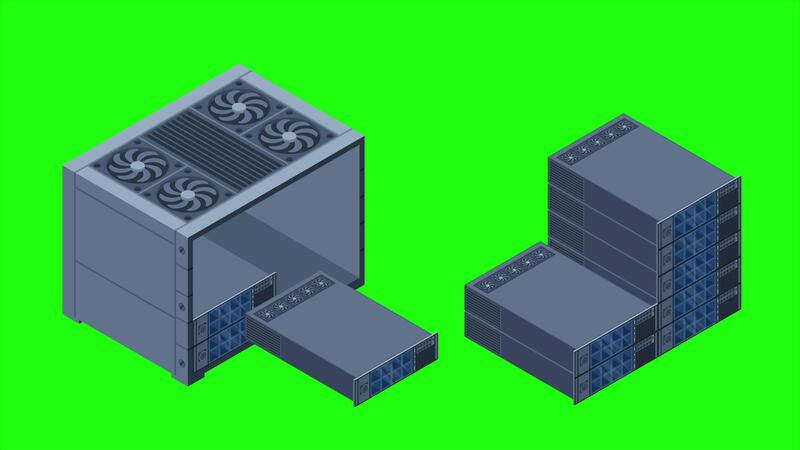 Isometric Server Animation Server Racks Server Boxes Isolated